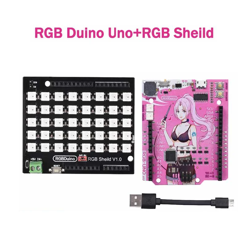 RGBDuino UNO V1.1/V1.2 Demooard + RGB Sheild LED Panel ATmega328P Chip ...