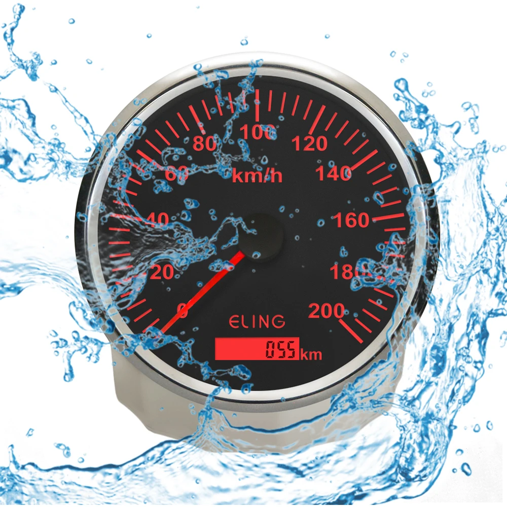 ELING-Waterproof-110mm-GPS-Speedometer-with-Odometer-12V-24V-Red-Yellow ...