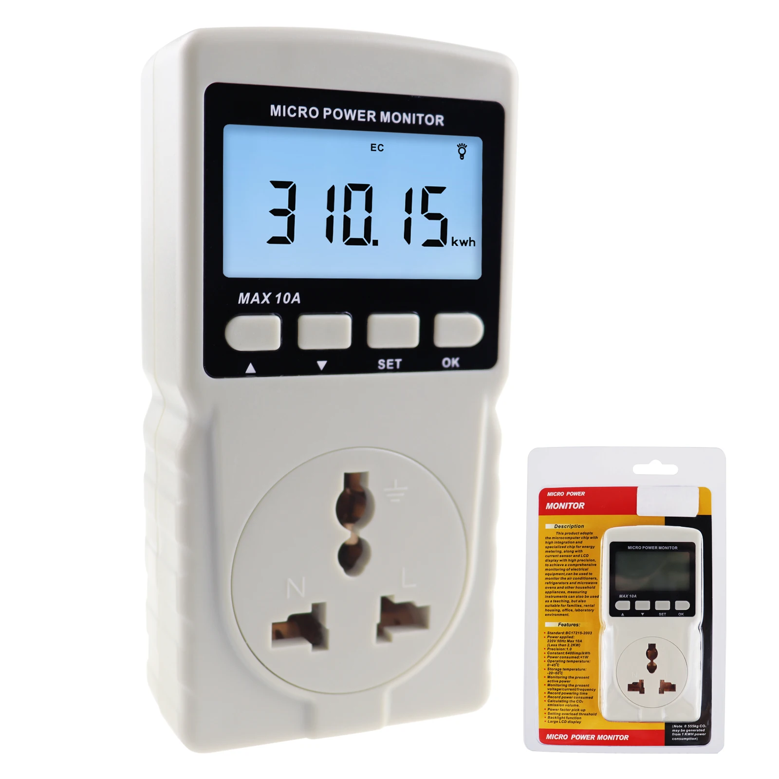Micro-Power-Meter-Analyzer-Monitor-220V-10Am-Measuring-Power-Factor ...