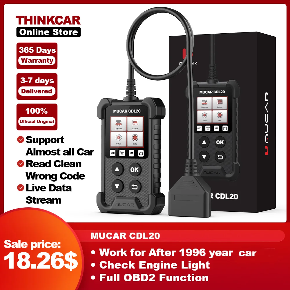 Mucar Cdl20 Obd2 Scanner Diagnostic Tool Check Engine System Auto ...