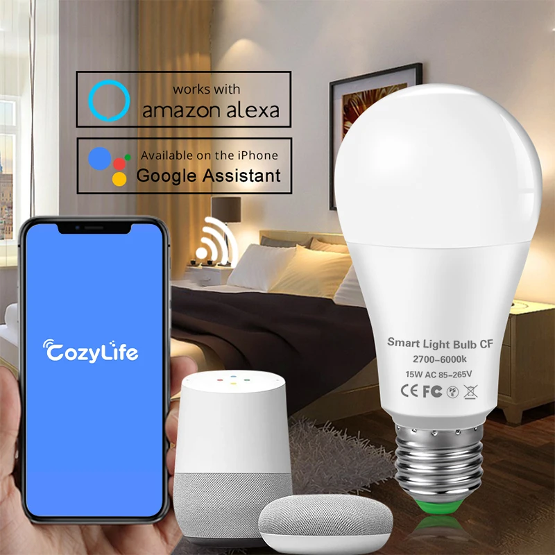 15W-WiFi-Smart-LED-Light-Bulb-E27-B22-Ampoule-LED-Intelligent-Dimmable ...