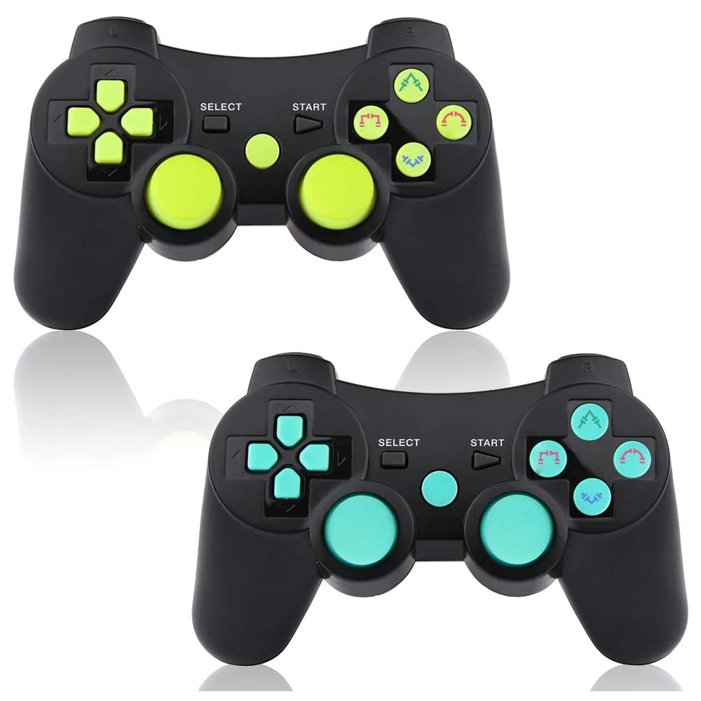 2Pack Wireless Controller for PS3 Double Shock 6 Axis Gyro Upgraded Joystick Motion Gamepad with ...