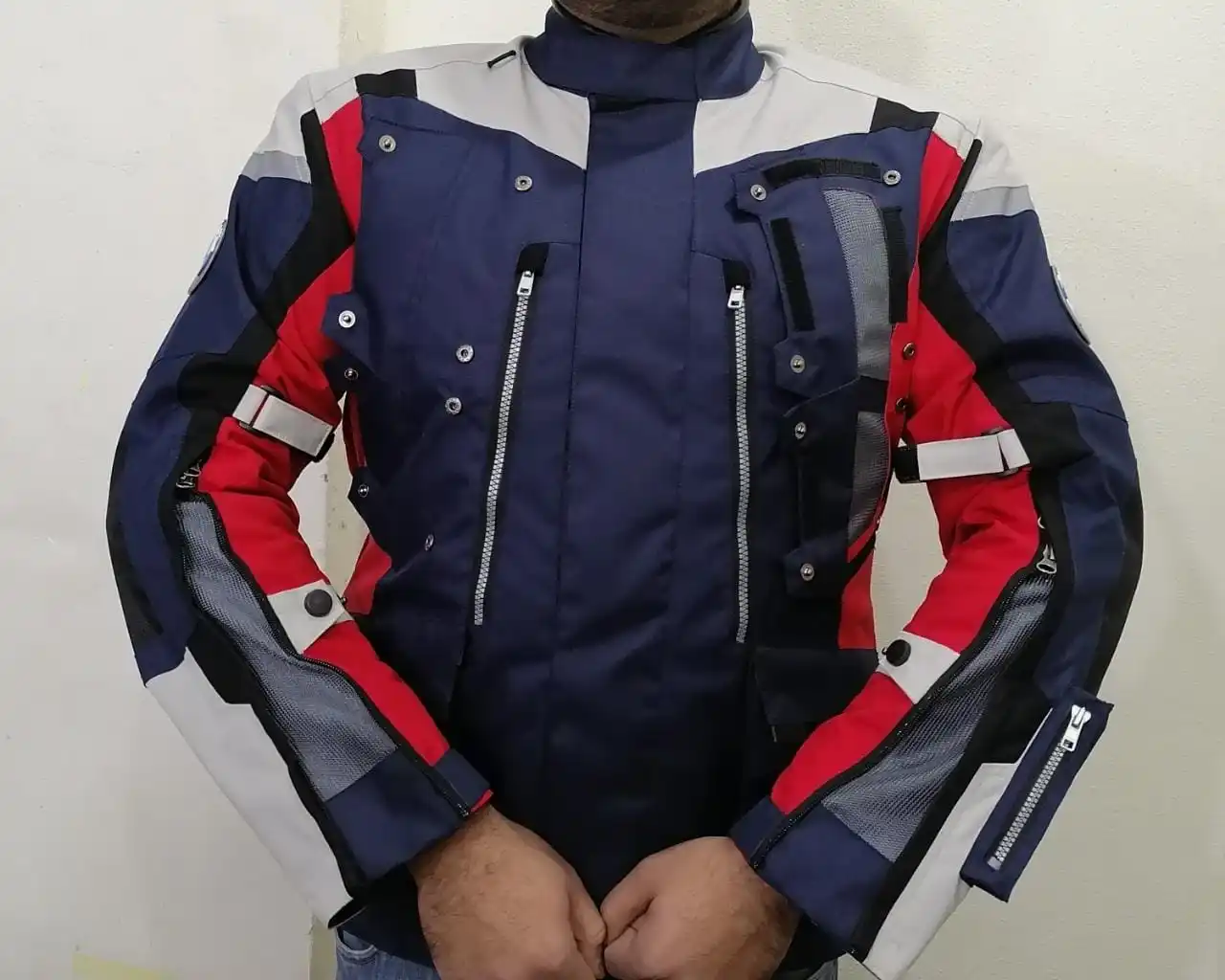 New Men Rallye Navy Blue/red Jacket Men’s Motorcycle/motorbike With ...