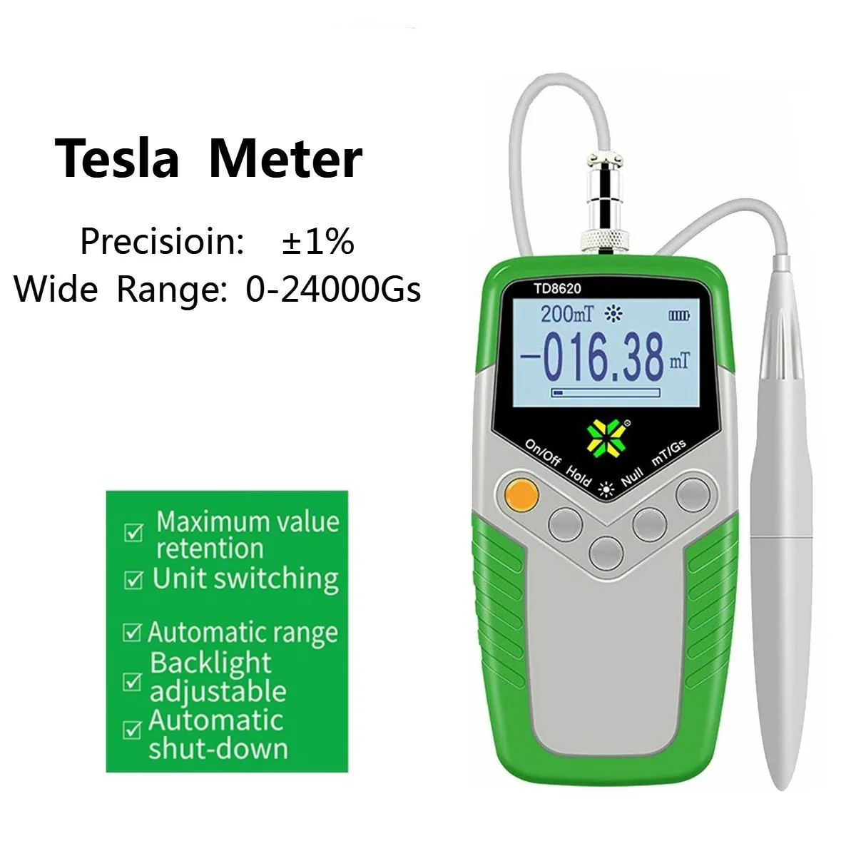 Td8620 medidor de tesla gauss ímã permanente medidor gaussmeter com 1% ...