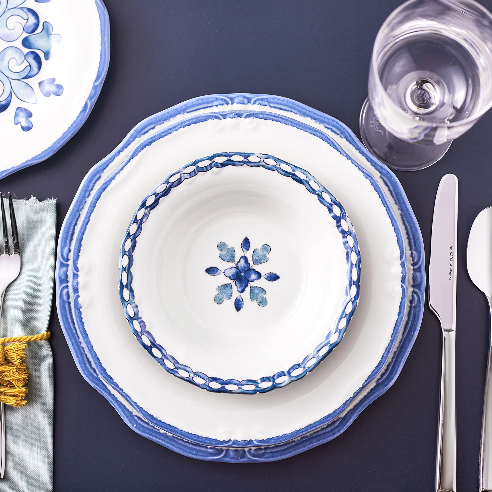 Deluxe 6 Persons 24 PCS Four Season Design Stoneware Karaca Turkish ...