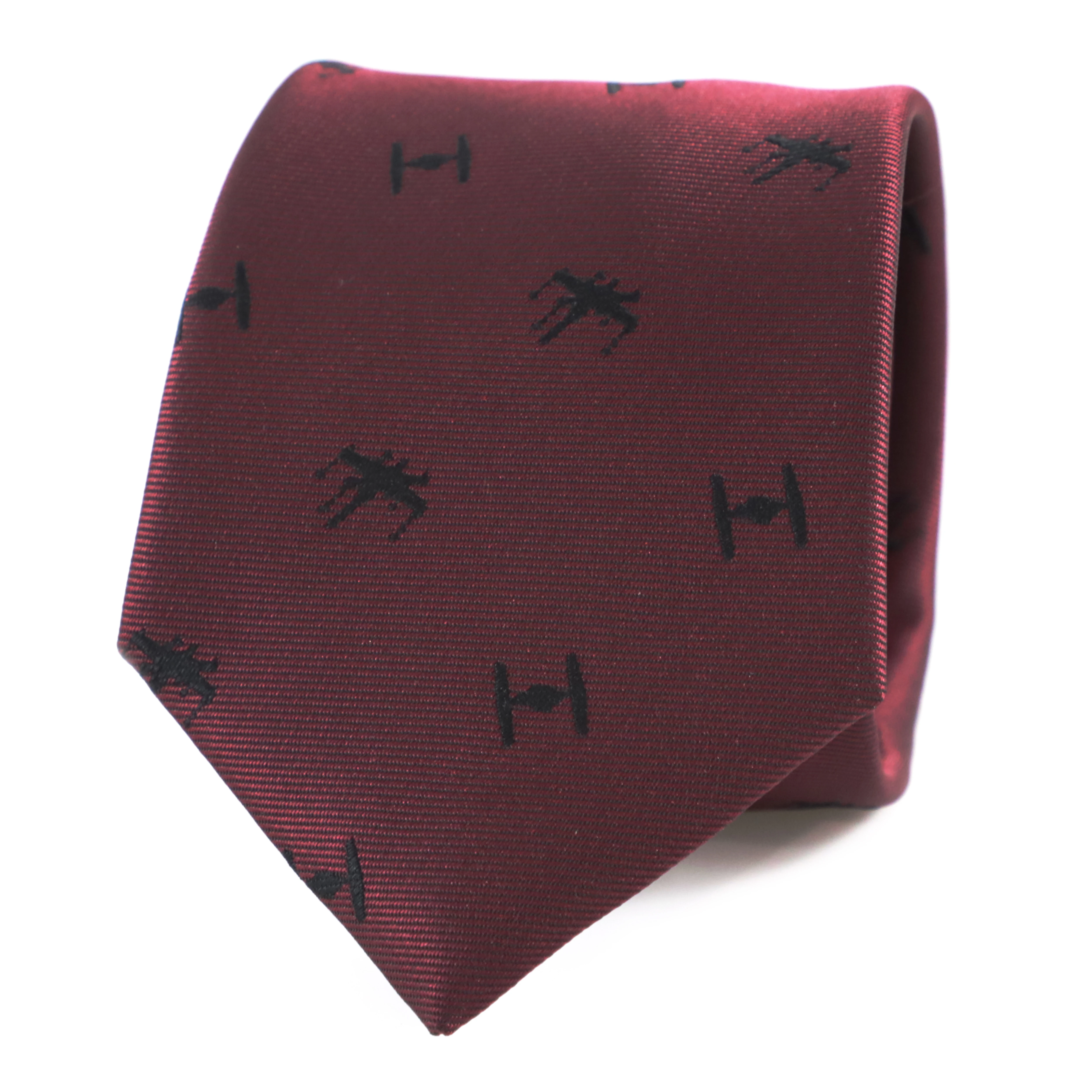 Microfiber Jacquard Movie Theme Starfighters Pattern Burgundy Necktie X ...