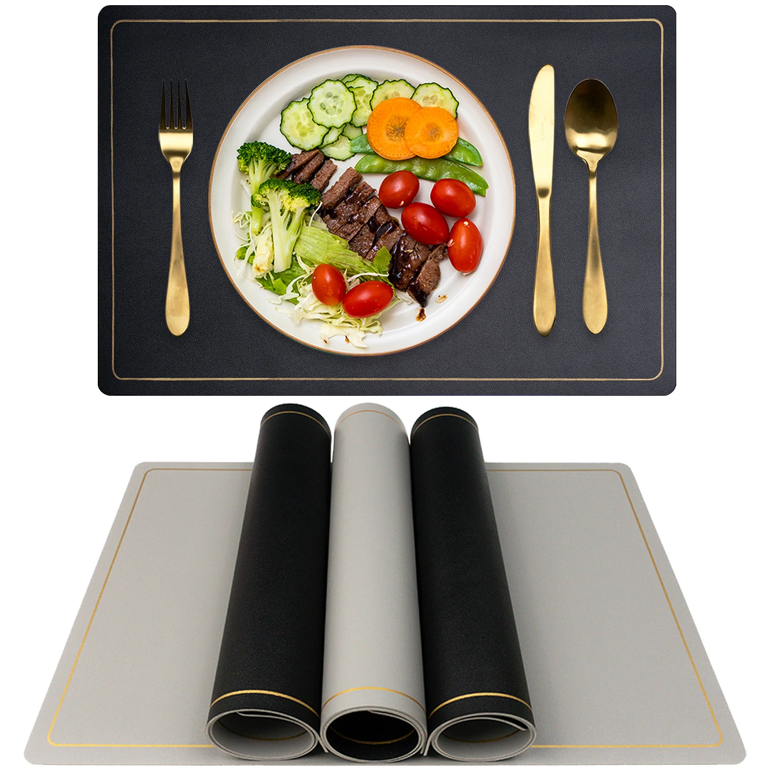 4pcs-Nordic-Leather-Double-side-Placemats-Waterproof-Oilproof-Western ...