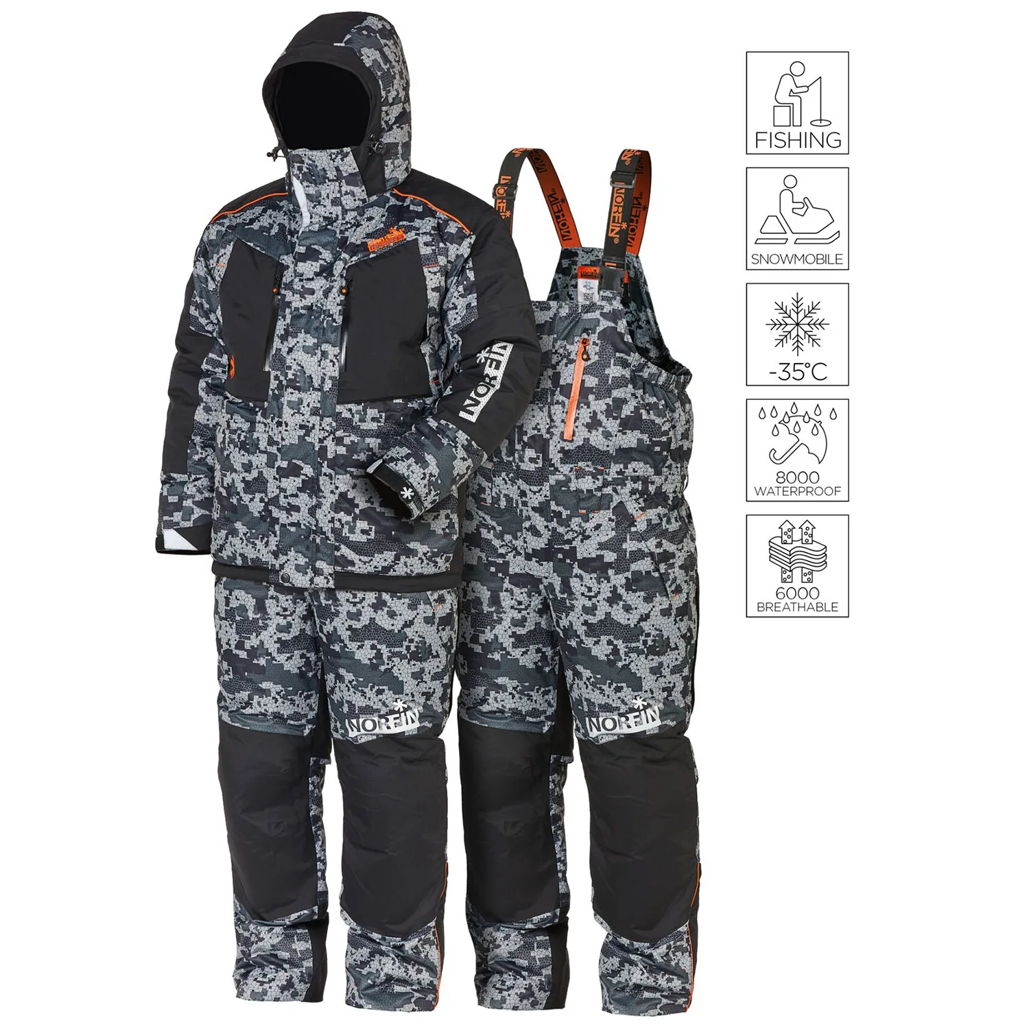 Winter fishing suit Norfin Discovery 2 GREY Le camo for hunting nature ...