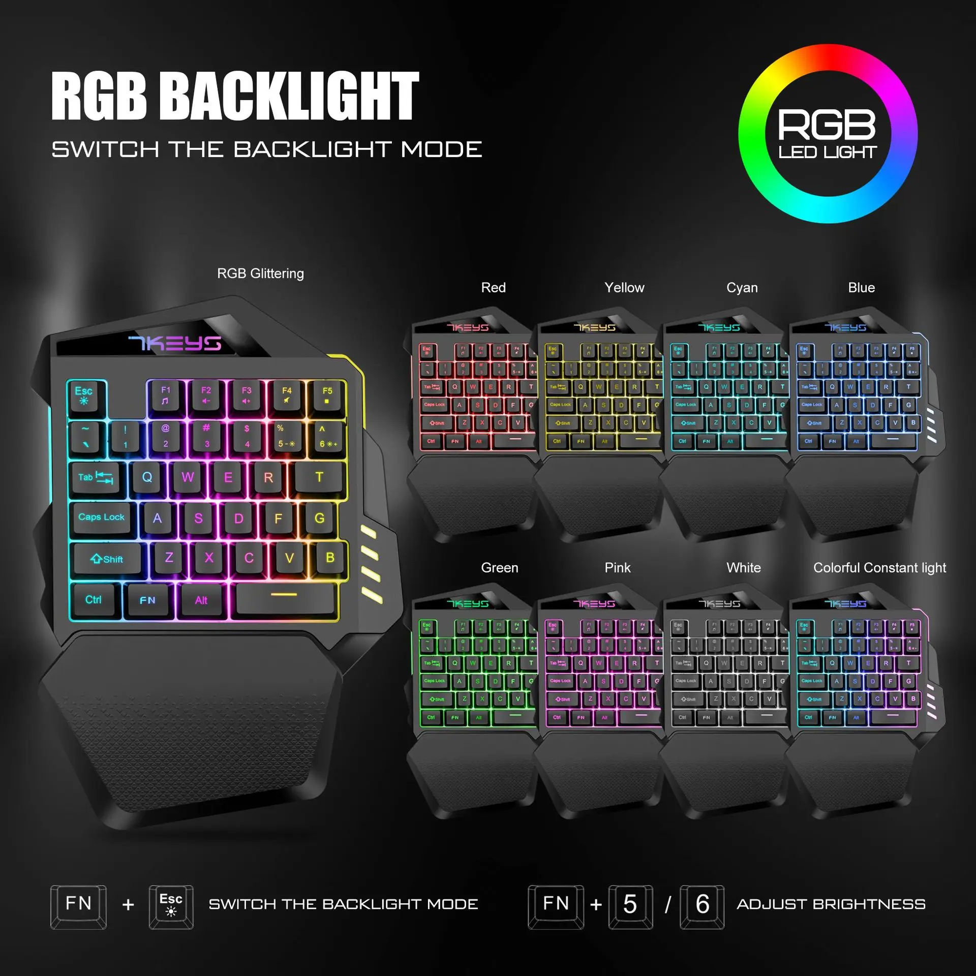 RGB-Backlit-Wireless-One-Handed-Gaming-Keyboard-2-4Ghz-RGB-Backlit-Mini ...