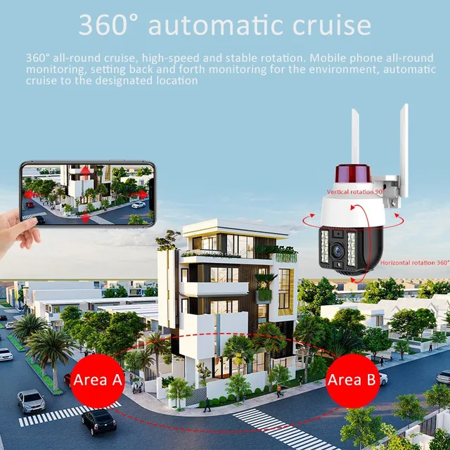 500W PTZ WiFi iP Camera Outdoor AI Human Detect 5X Digital Zoom CCTV ...