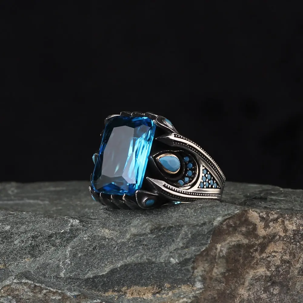 MEN-Aqua-Marine-925-Sterling-Male-Silver-Ring-Handmade-Custom-Design ...