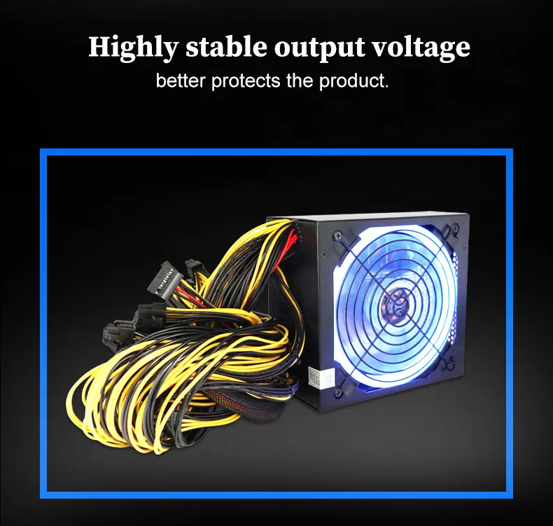 New 2000W RGB Mining Power Supply Support 8 GPUs GPU Mining Rig ETH ...
