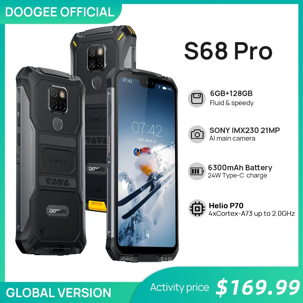 Doogee-celular Robusto À Prova D'água Ip68 S68 Pro, 6gb 128gb, 5.9" Fhd ...