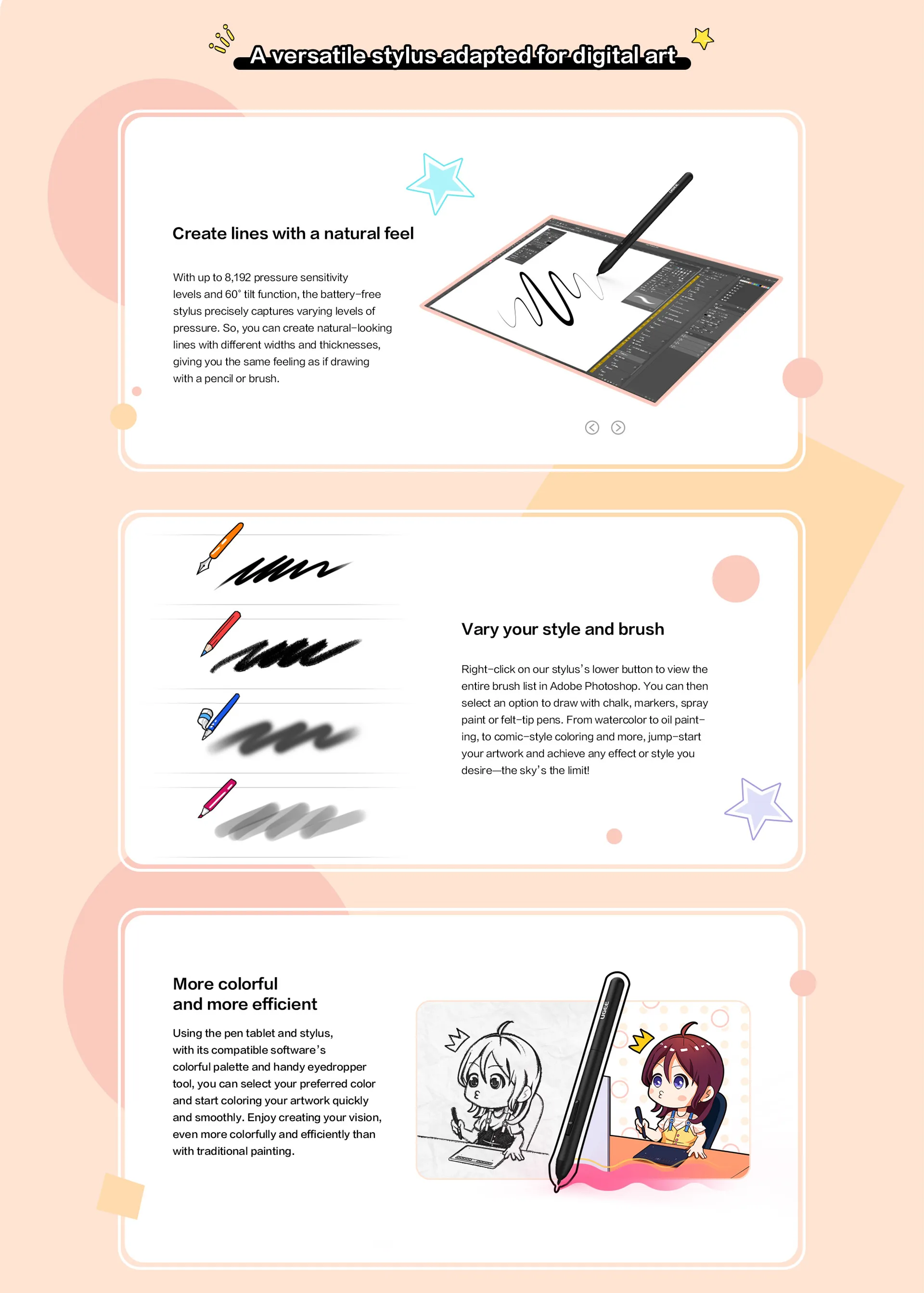 Tablettes Graphiques,stylet pour tablette graphique sans fil,sans ...