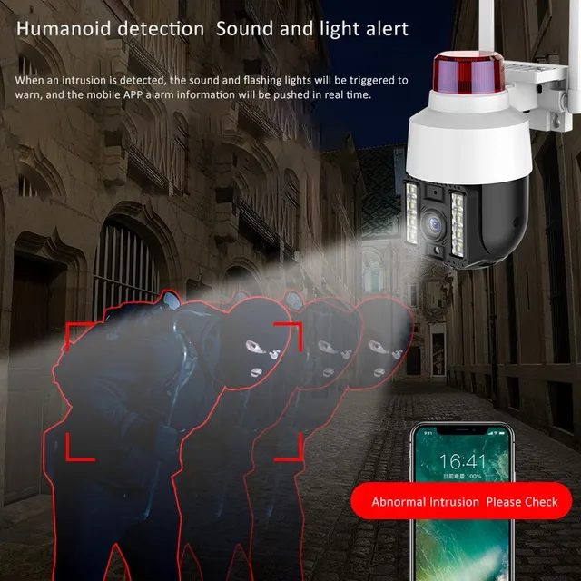 500W PTZ WiFi iP Camera Outdoor AI Human Detect 5X Digital Zoom CCTV ...