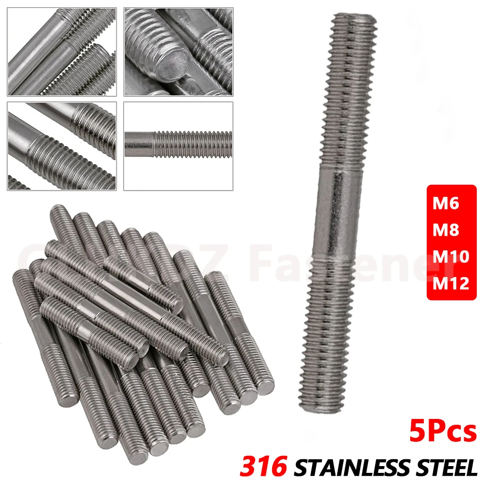 5pcs-M6-M8-M10-M12-Metric-Coarse-Thread-Stud-Double-End-Thread-Bolt ...