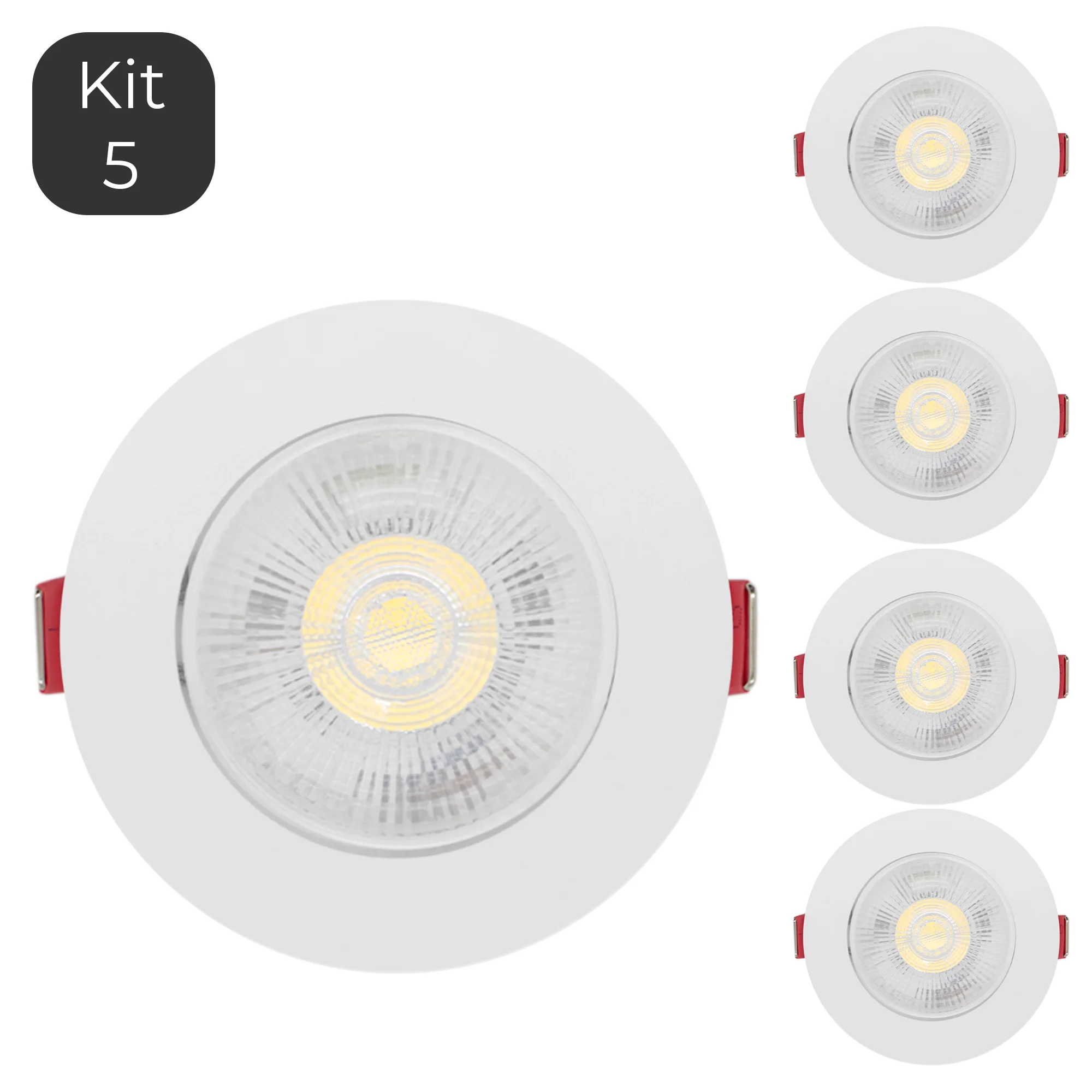 Kit 5 Spot Led Dicroica Smd 7w Redondo Embutir Direcionável Cor De Luz ...