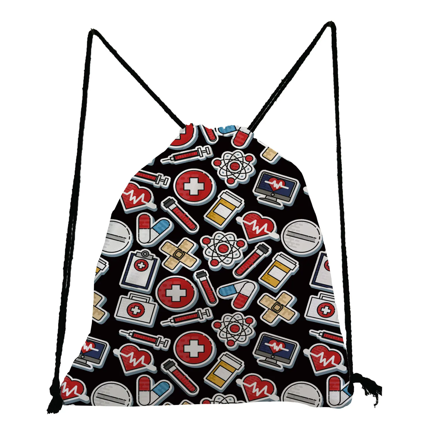 Electrocardiogram Pharmacy Print Backpack Nurse Drawstring Bags Preppy ...