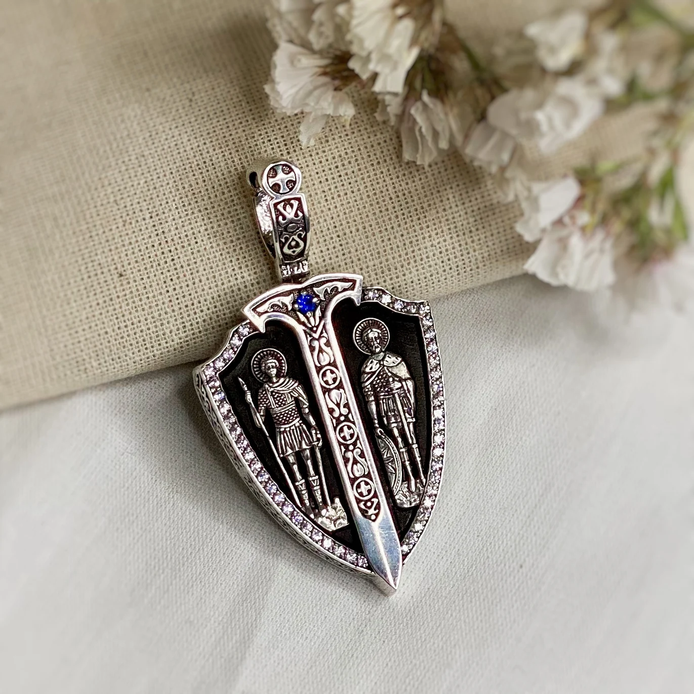 Orthodox-images-of-silver-Shield-and-sword-Images-with-Saints-Silver ...