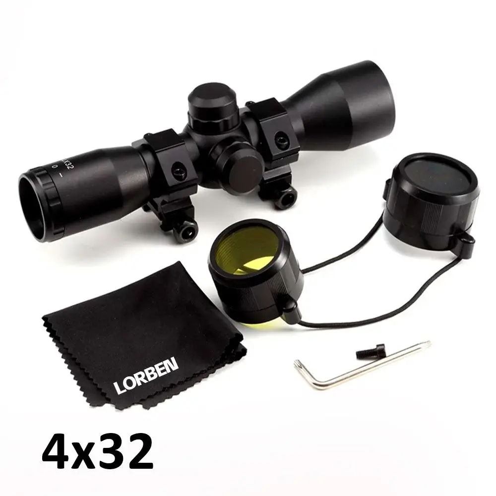 Luneta Mira Telescópica 4x32 compacto Médio Alcance Zoom Fixo Lorben