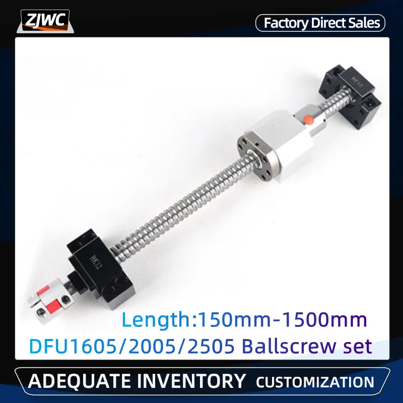 Precision Lead Screw C5 2505 Ball Screw With Double Nut - 800mm Length ...