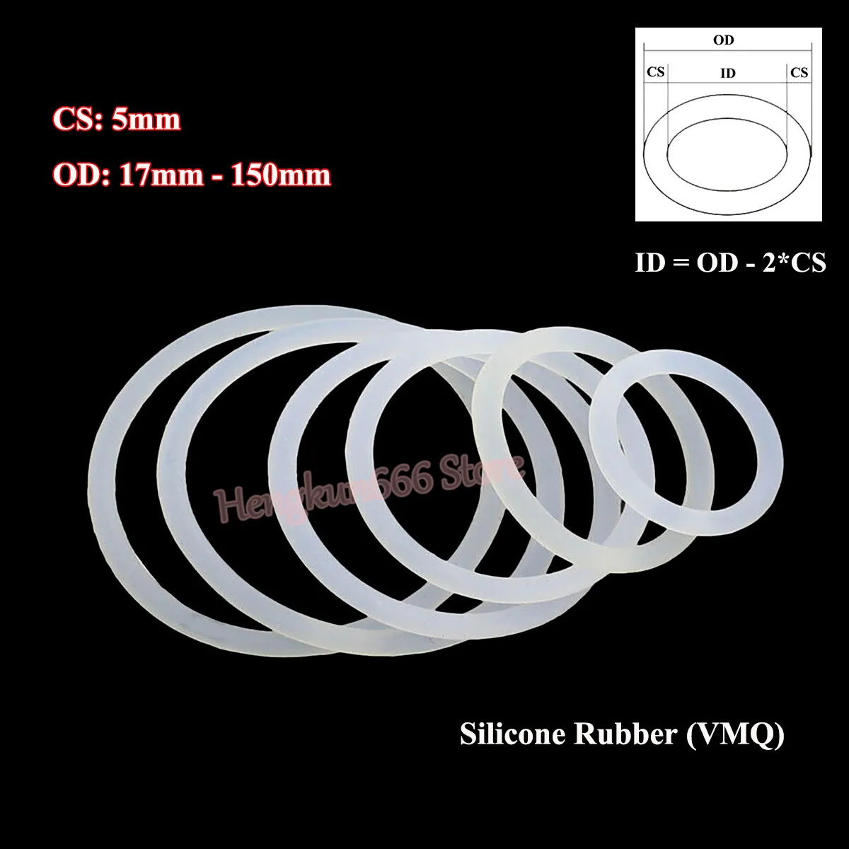 10Pcs-CS-5mm-White-Food-Grade-Silicone-O-Ring-Gasket-OD-17mm-150mm-VMQ ...