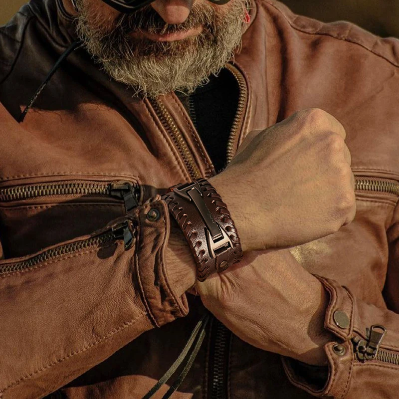 Men-s-Leather-Wristband-Bracelet-Viking-Wrap-Style-Bracelet-or-Wrist ...