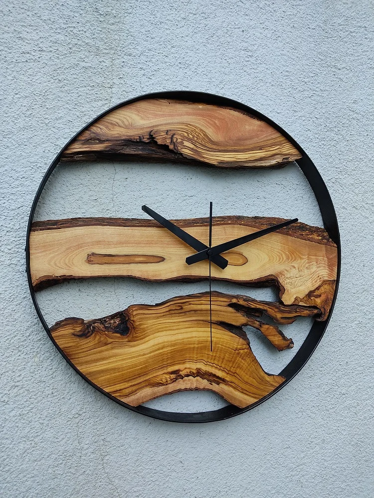 Clocks Wood Natural Clock Wooden Clock Wood Slice Art Live Edge Clock ...