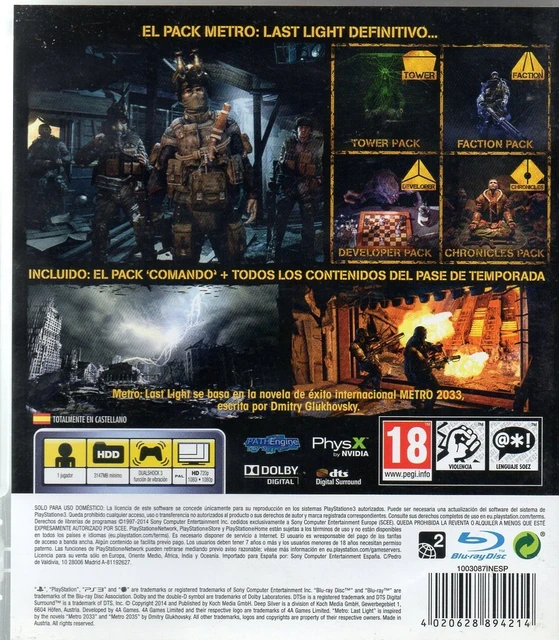 Metro Last Light Ps3 Cover