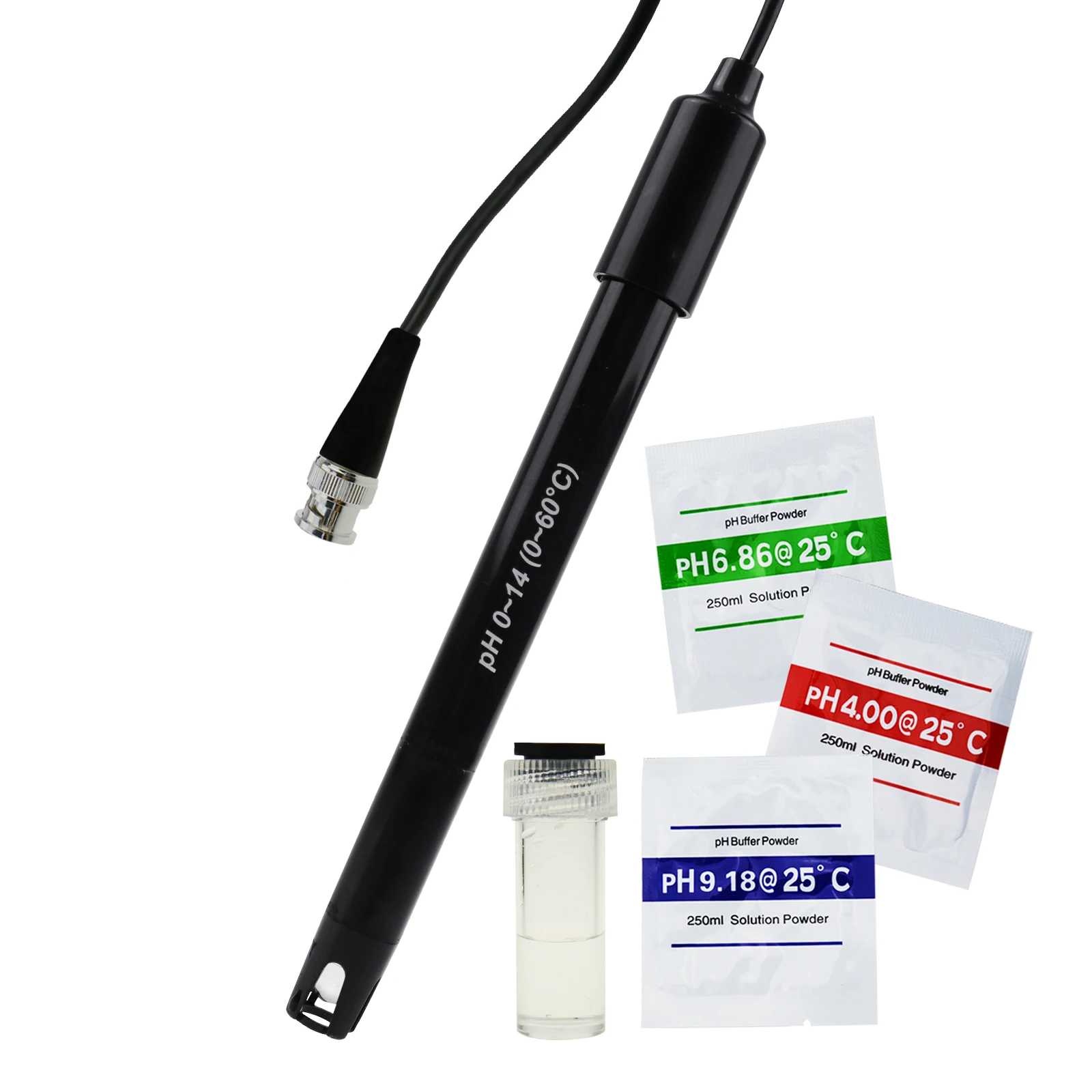 High-Accuracy-pH-Electrode-with-Calibration-Powder-0-14-pH-Glass-Bulb ...