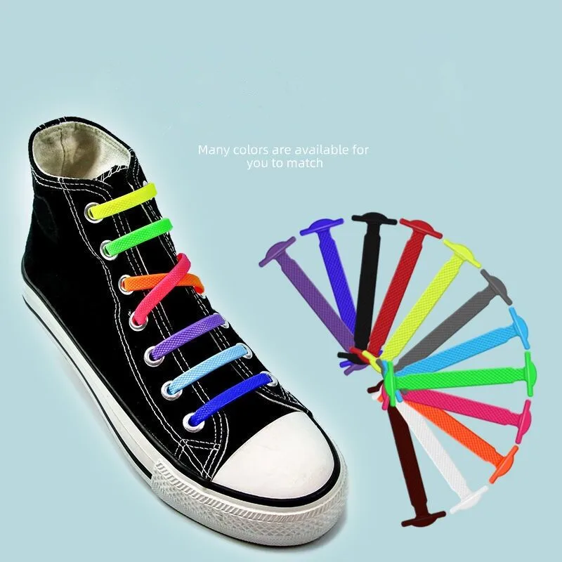 2-Style-Silicone-Elastic-Shoelaces-Fashion-Unisex-Athletic-No-Tie-Shoe ...