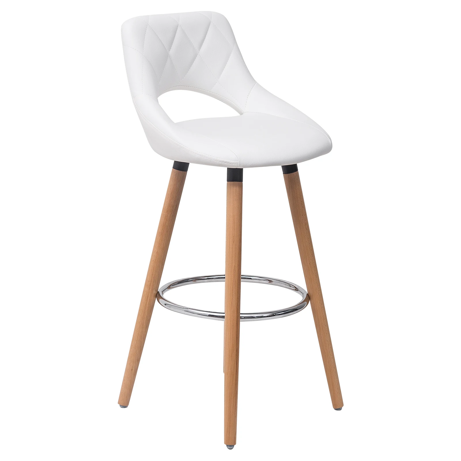 Lounge Bar Stool Bar Chair with Footrest Backrest Wooden Beech Wood ...