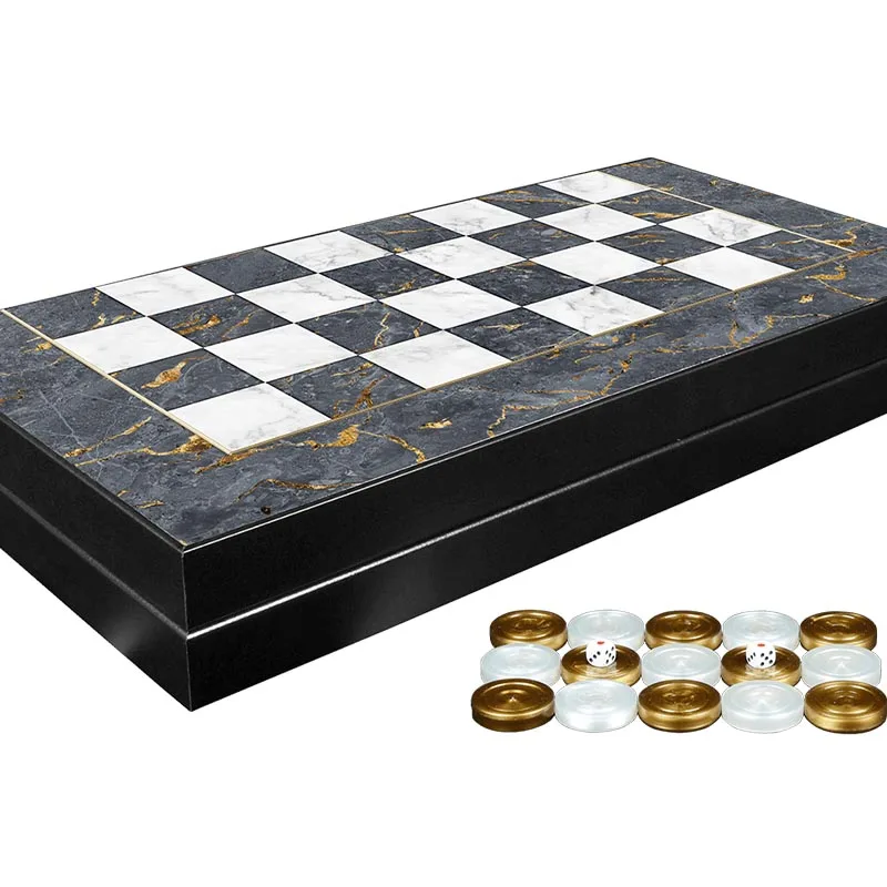 Classic-Gray-Marble-Board-Game-Luxury-Backgammon-Checkers-Set-With ...