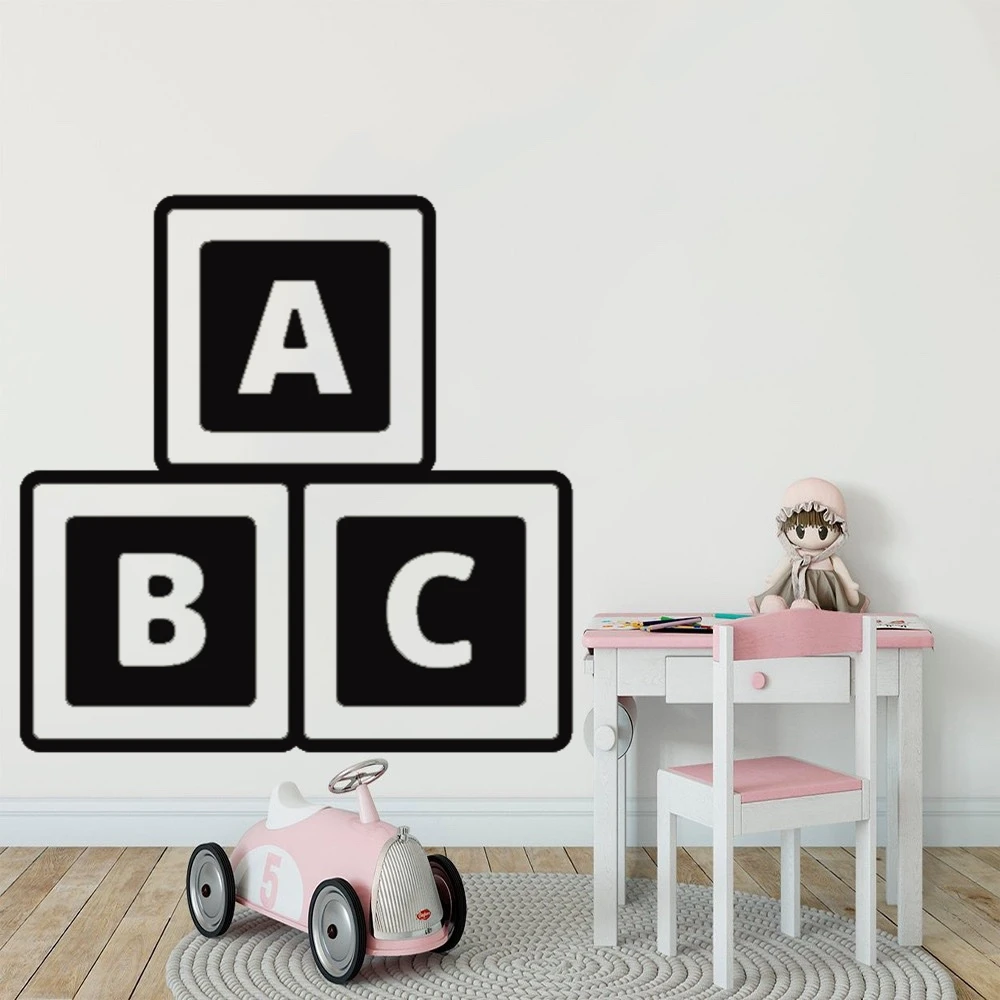 Letras del alfabeto en la caja, pegatina de pared de diseño, pegatina ...