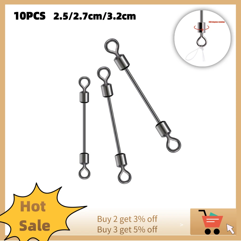 10PCS/Lot Stainless Steel Long Rolling Swivels Lead Sheath Tube Sinker ...