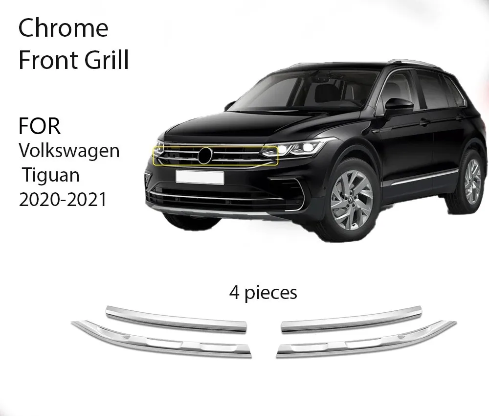For-Volkswagen-Tiguan-2-Chrome-Front-Grille-Stainless-Steel-4-PCs-For ...