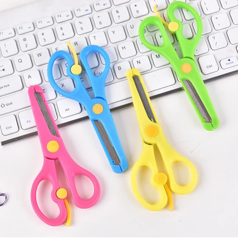 Cute Mini 137cm Safety Round Head Plastic Scissors Student Paper ...