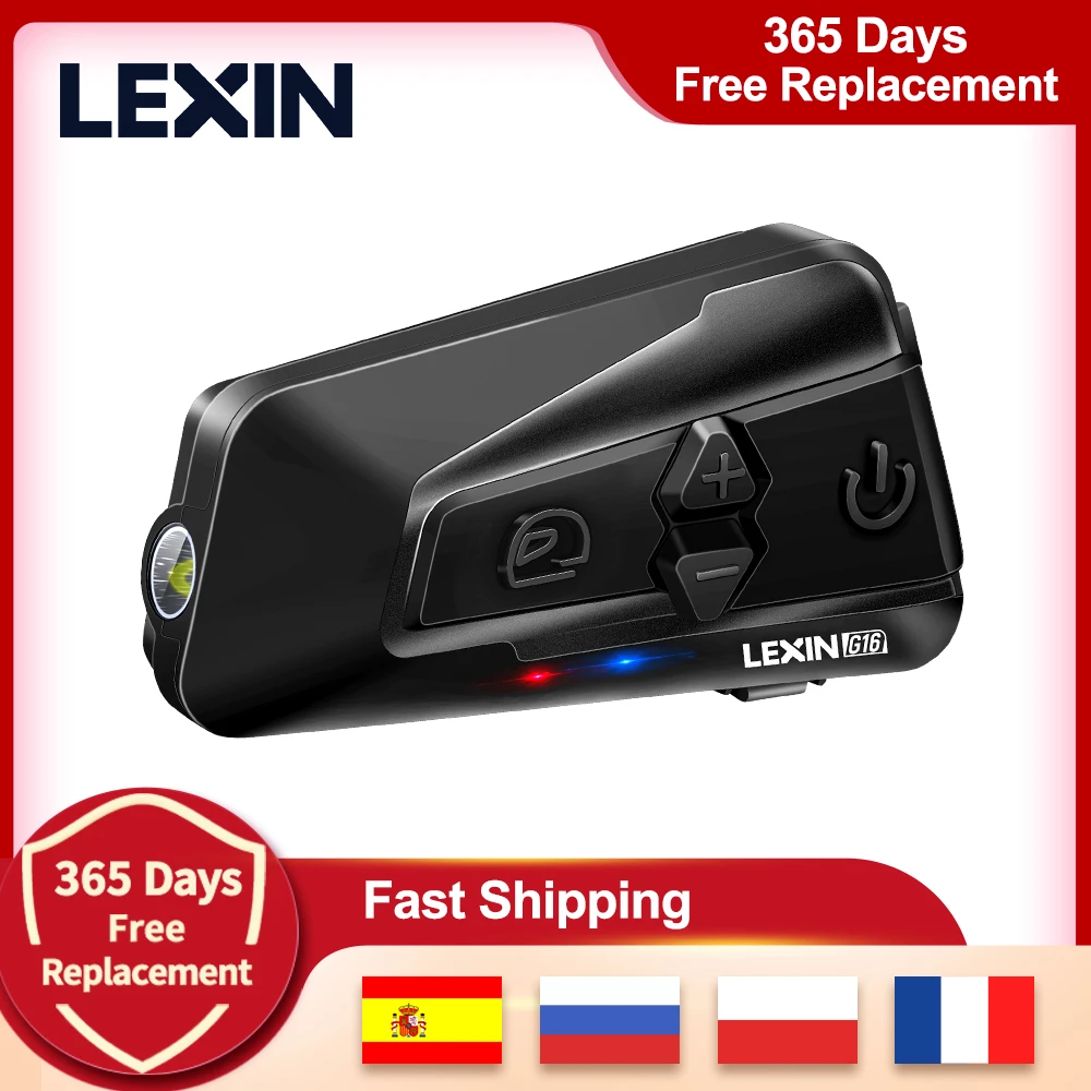LEXIN intercomunicador G16 para casco de motocicleta, cascos con ...