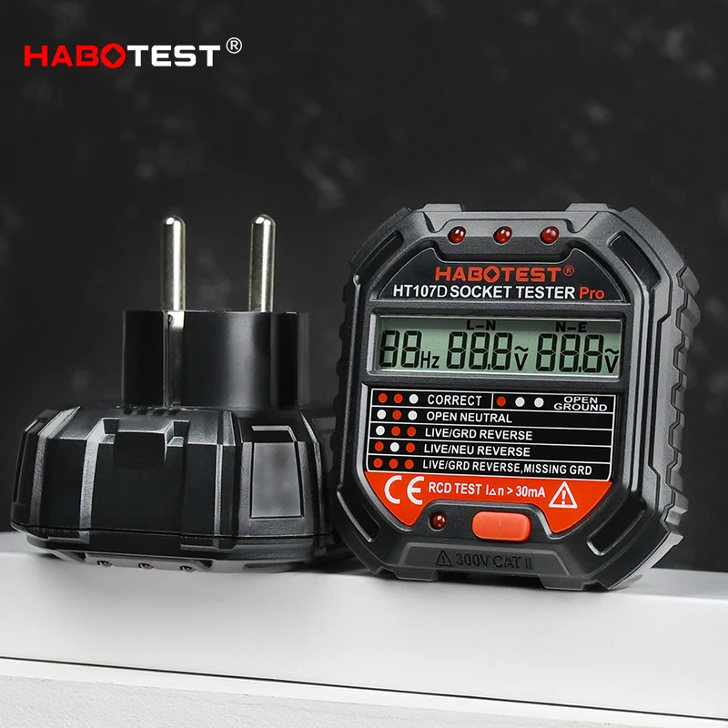 Habotest Socket Tester Pro Ht107 Uk Eu Plug Rcd 30ma Socket Voltage Detector Ground Zero Circuit