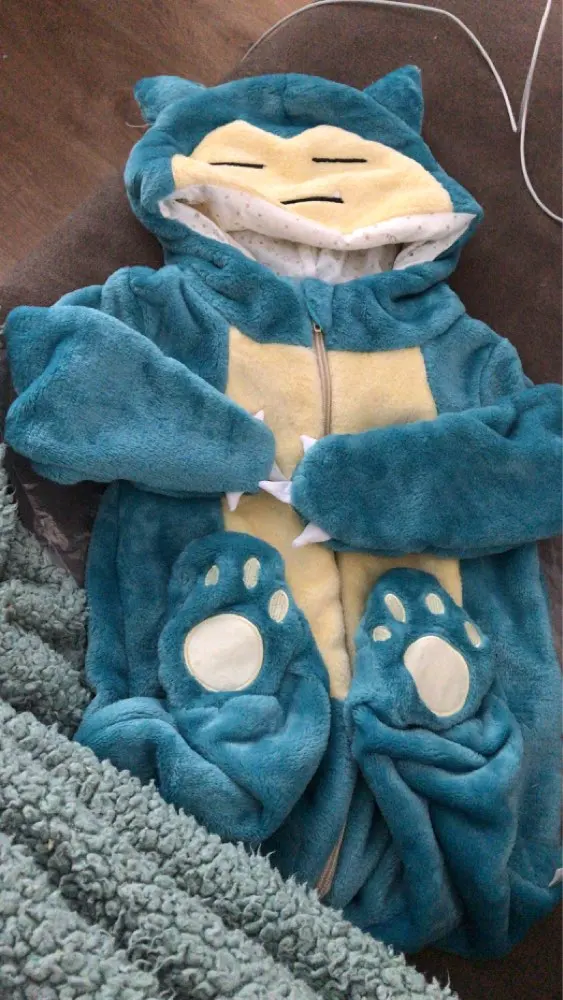 Snorlax Baby Romper Soft Warm Kigurumi Onesie Pajama Costume - KawaiiMerch.com
