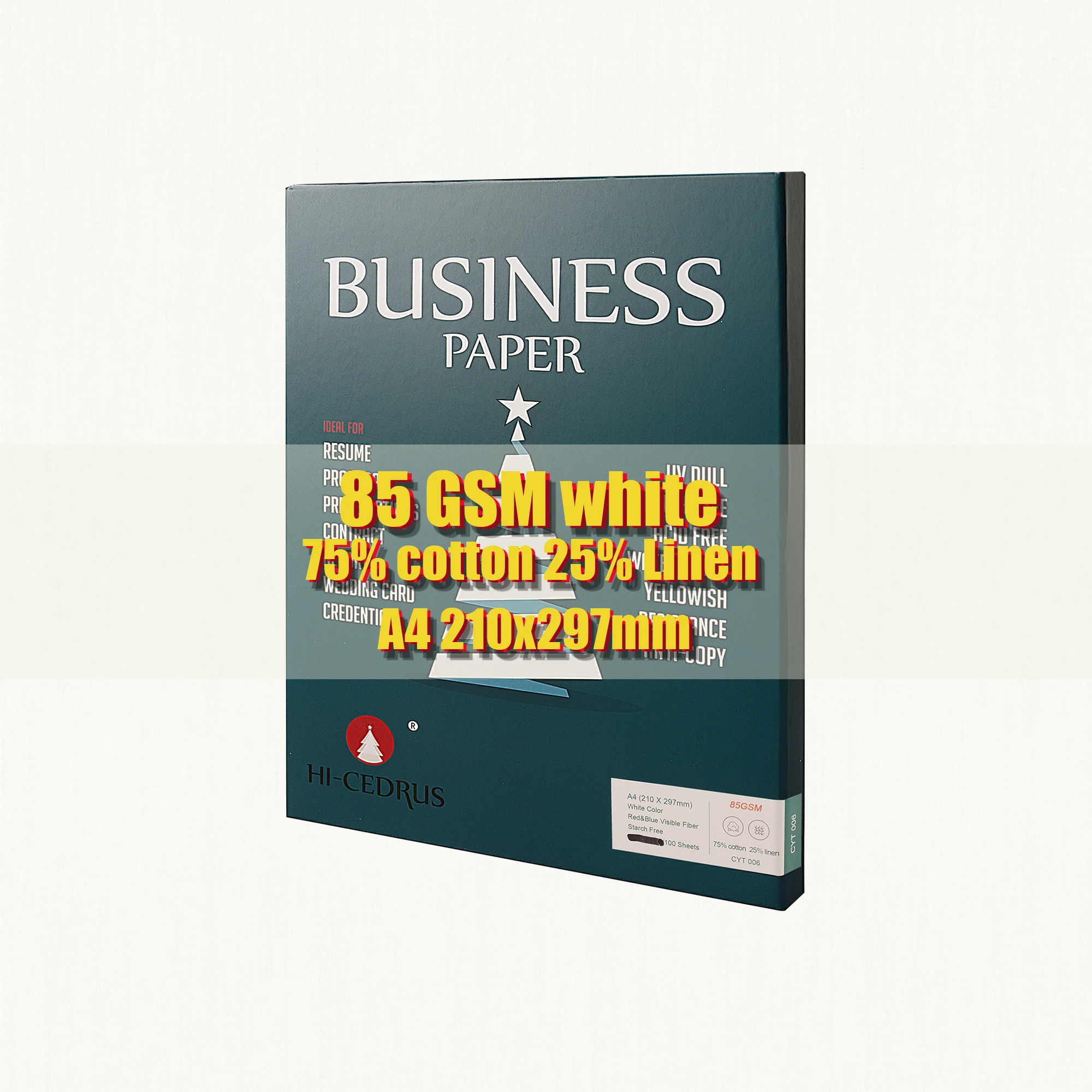 85gsm 75% Cotton 25% Linen Paper A4 210*297mm White Color With Red And ...