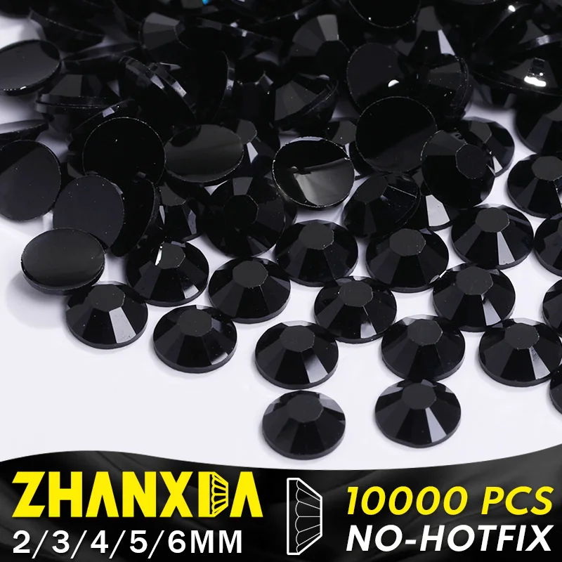 Black-Resin-Rhinestones-Flatback-Bulk-For-Tumblers-Clothes-Round-Gems ...