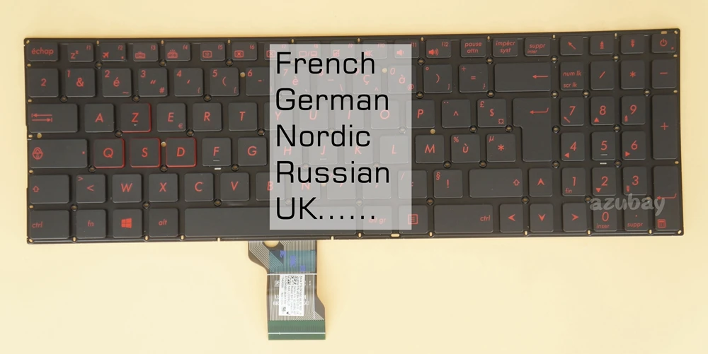 Uk French German Nordic Russian Keyboard For Asus Rog G501vw, Red ...