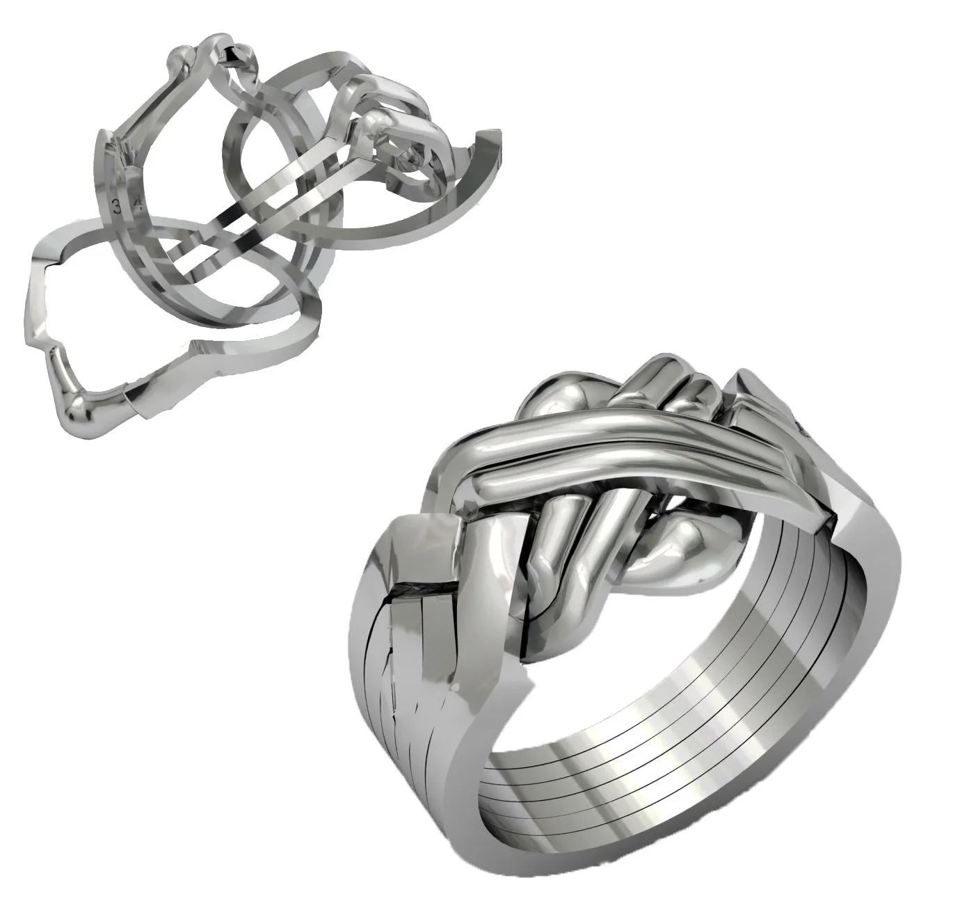 6-Band-925-Real-Sterling-Silver-Turkish-Puzzle-Ring-nterlocking-Knott ...