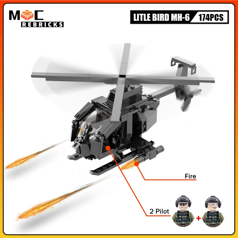 Child Toy Building Block Helicopter Little Bird MH 6 Firepower Version ...