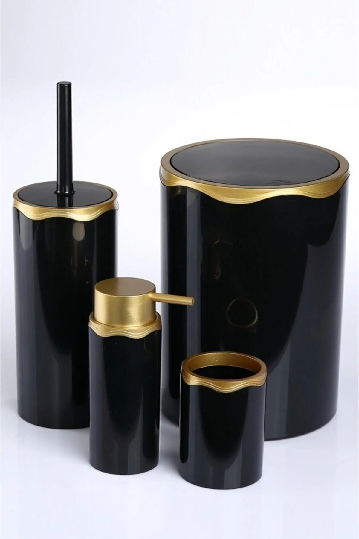 Bathroom-Set-Gold-Gold-4-pieces-of-white-gold-Dispenser-Organizer ...