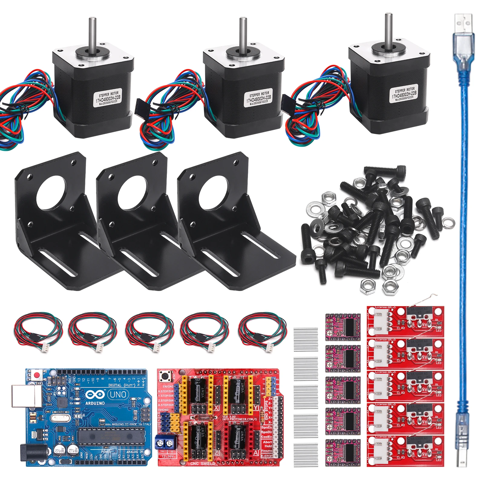 Professional 3d Printer Cnc Kit +uno R3 Board+ramps 1.4 Mechanical Switch Endstop+drv8825 Motor ...