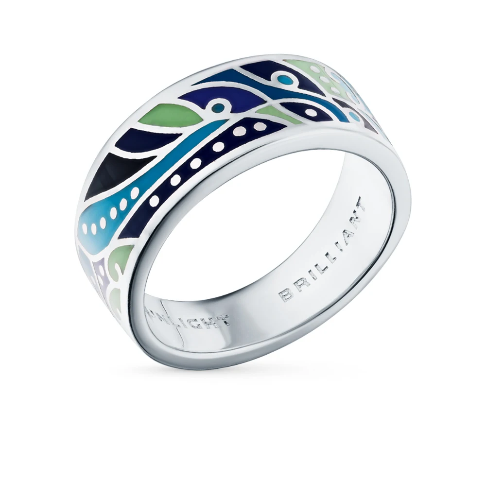 Silver ring with enamel sunlight|Rings| - AliExpress