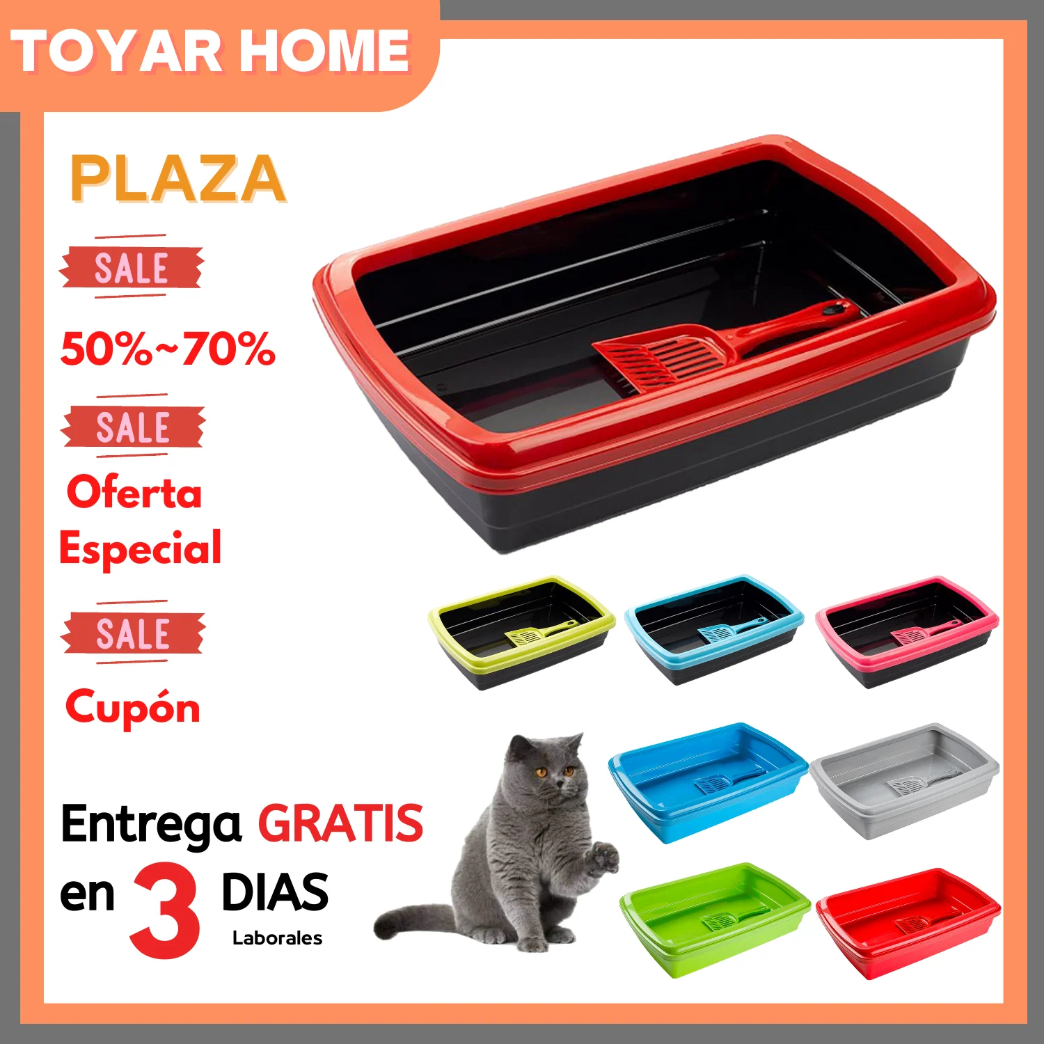 Toyar Home Pet Plastic Sandbox, Shovel Included, Cat Sandbox, Pet ...