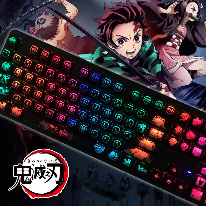 104 Keys Anime Keycaps Demon Slayer Backlight Key Cap For Mx Switch ...